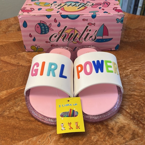 chulis | Shoes | Nib Chulis Footwear White Pink Girl Power Holly Slide ...